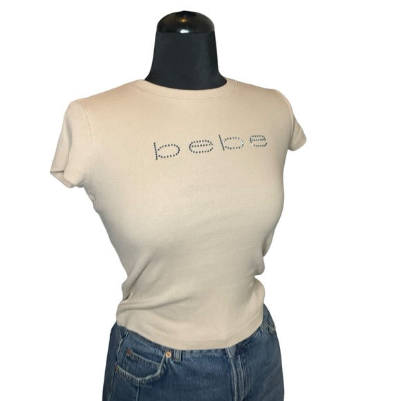 bebe | Tops | Vintage Bebe Rhinestone Logo Tee | Poshmark